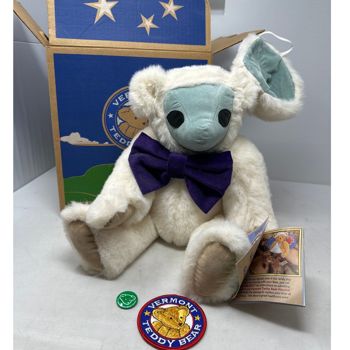 Vermont Teddy Bear Alien Plush Removable Face w/ Box, Patch, Button, M ...
